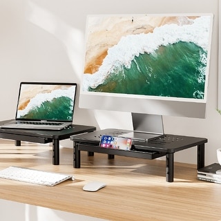 2 PACK Adjustable Metal Monitor Stand with Drawer - N/A - Bed Bath ...