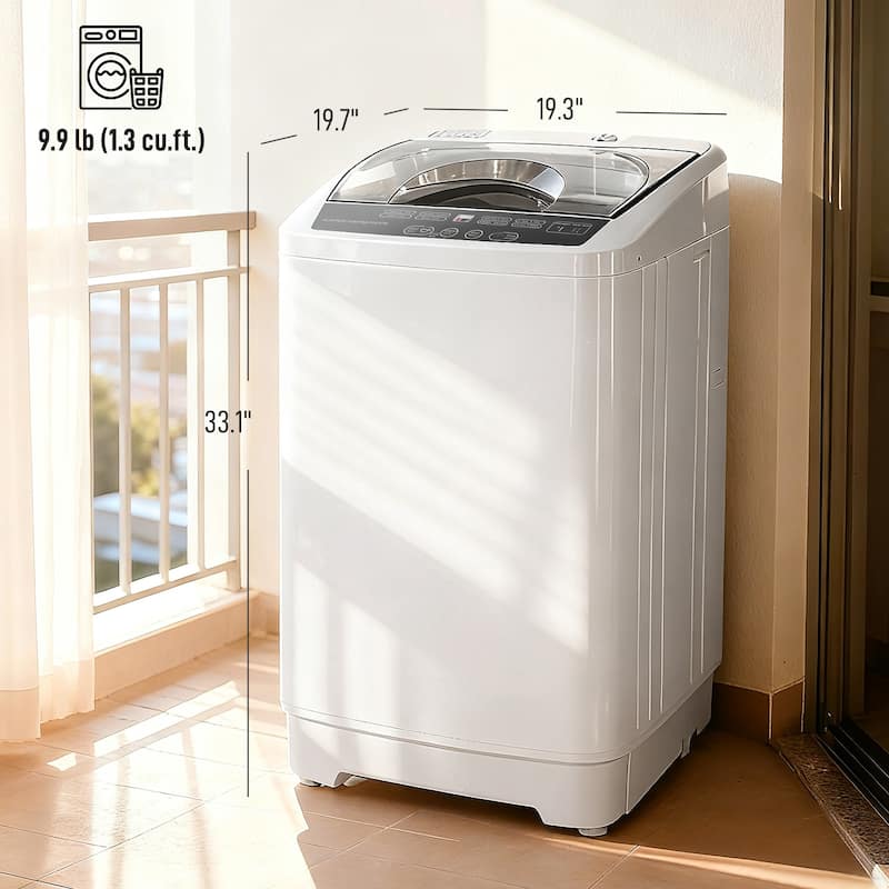 HOMCOM Portable Washing Machine, 1.3 Cu. Ft. Compact Washer with 8 ...