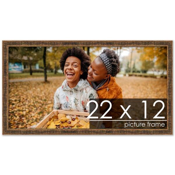 22x12 Distressed/Aged Black Complete Wood Picture Frame with UV Acrylic ...