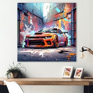 Designart "Graffiti Muscle Car III" Muscle Car Metal Wall Art Living ...