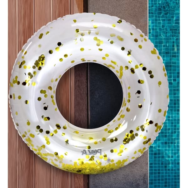 CoTa Global Inflatable Pearl White Gold Pool Float Tube with Confetti ...