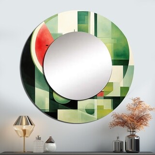 Designart "Green Slice Watermelon Fruit" Fruits Round Bathroom Mirror ...
