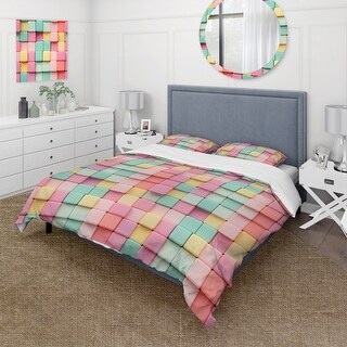 Designart "Popart Candyland Blocks I" Modern Bed Cover Set With 2 Shams ...