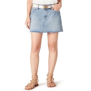 Sam Edelman Women's Denim Pocketed Distressed Cut Off Mini Pencil Skirt ...