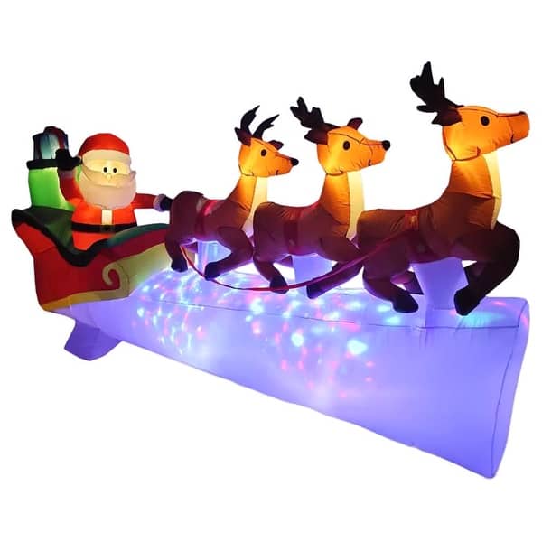 Sienna LED Multi Santa and Deer 53.15 in. Inflatable - Bed Bath ...