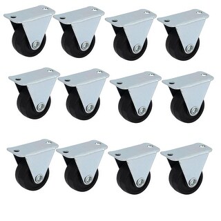 1'' Dia Single Wheel 34mm Height Top Flat Plate Rigid Caster 12pcs ...