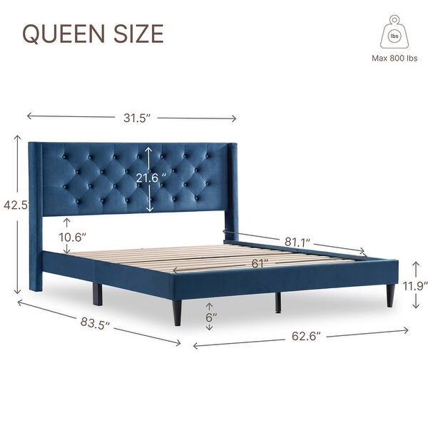 Eleanor Upholstered Platform Bed Frame with Vertical Stripe Headboard ...