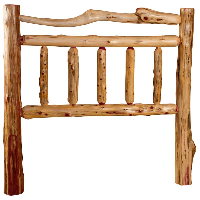 Red Cedar Log - Platform Bed with Double Top Rail and Footboard - On ...