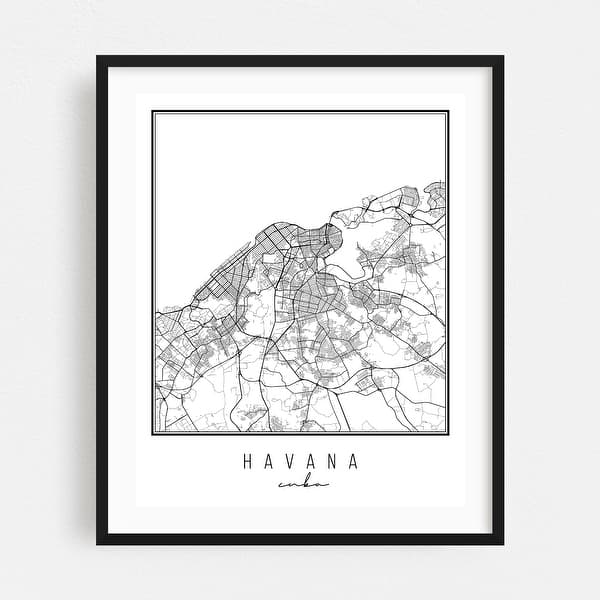 Havana Cuba Havana Cuba Street Map Maps Black White Art Print/Poster ...