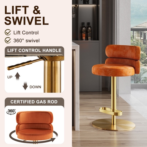 CAROCC Velvet Counter Bar stool with Height Adjustable and Swivel On Sale Bed Bath Beyond 33683216