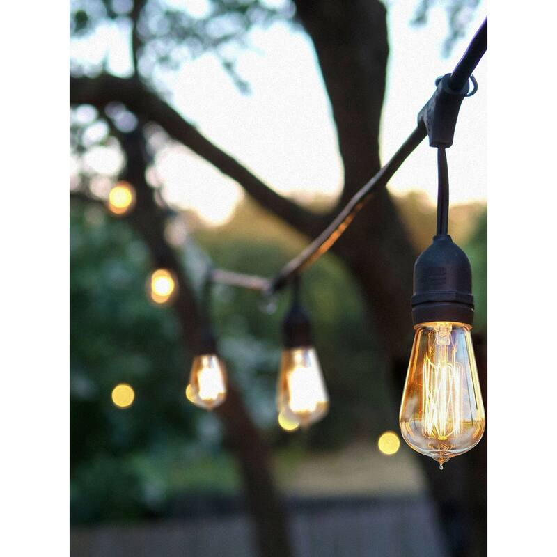 15 Glass Incandescent Bulbs, 48 Ft Commercial Grade 40W String Lights ...
