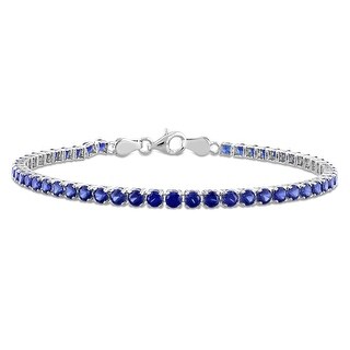 Miadora 6 1/8ct TGW Created Blue Sapphire Tennis Bracelet Sterling ...