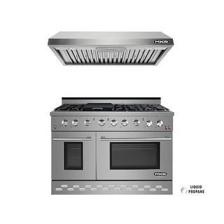 NXR 48" Stainless Steel Propane Gas Range & Under Cabinet Hood Bundle ...