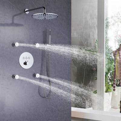 Luxury Ceiling Mounted 9-color LED 4-Way Complete Rain and Spray Shower ...