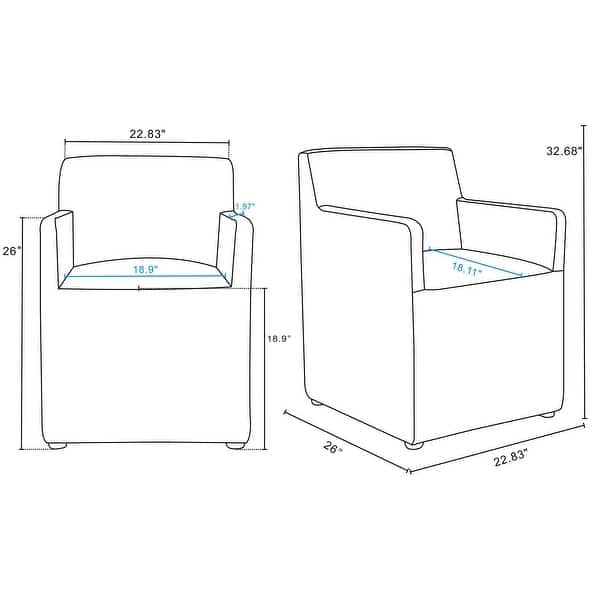 Manhattan Comfort Anna Modern Square Faux Leather Dining Armchair - Bed ...