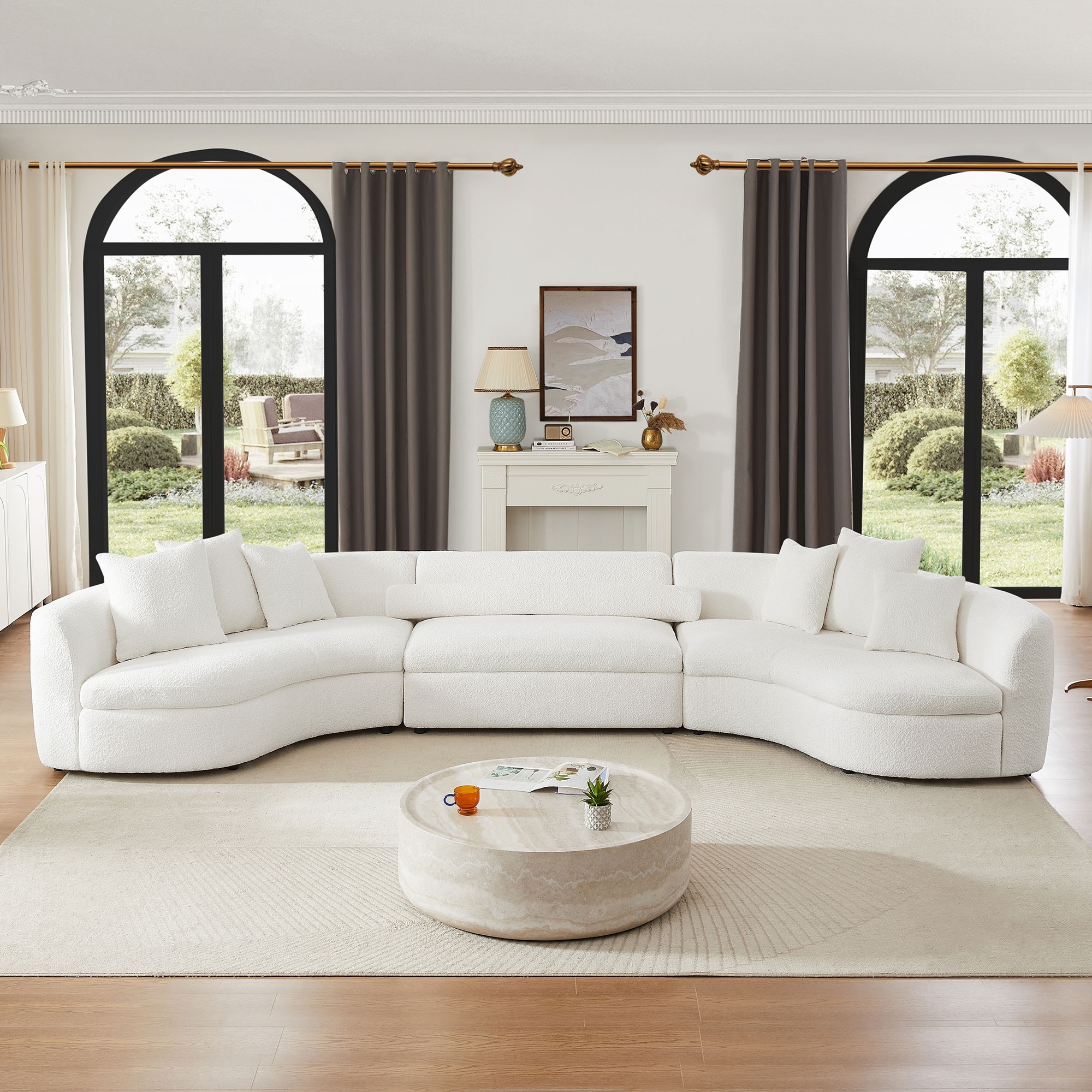 Milet Luxury Modern Boucle Fabric Curved Arm Sofa - On Sale - Bed Bath ...