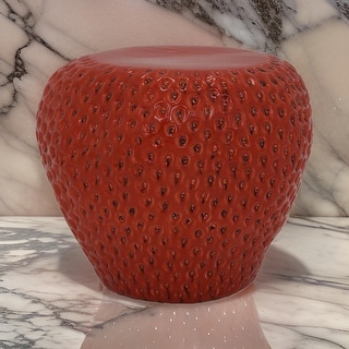 Oriha 18 Inch Plant Stand Garden Stool, Strawberry, Dotted, Red Ceramic ...