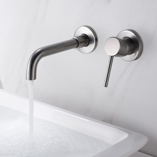 SUMERAIN Single Handle Wall Mount Bathroom Faucets with Rough-in Valve ...