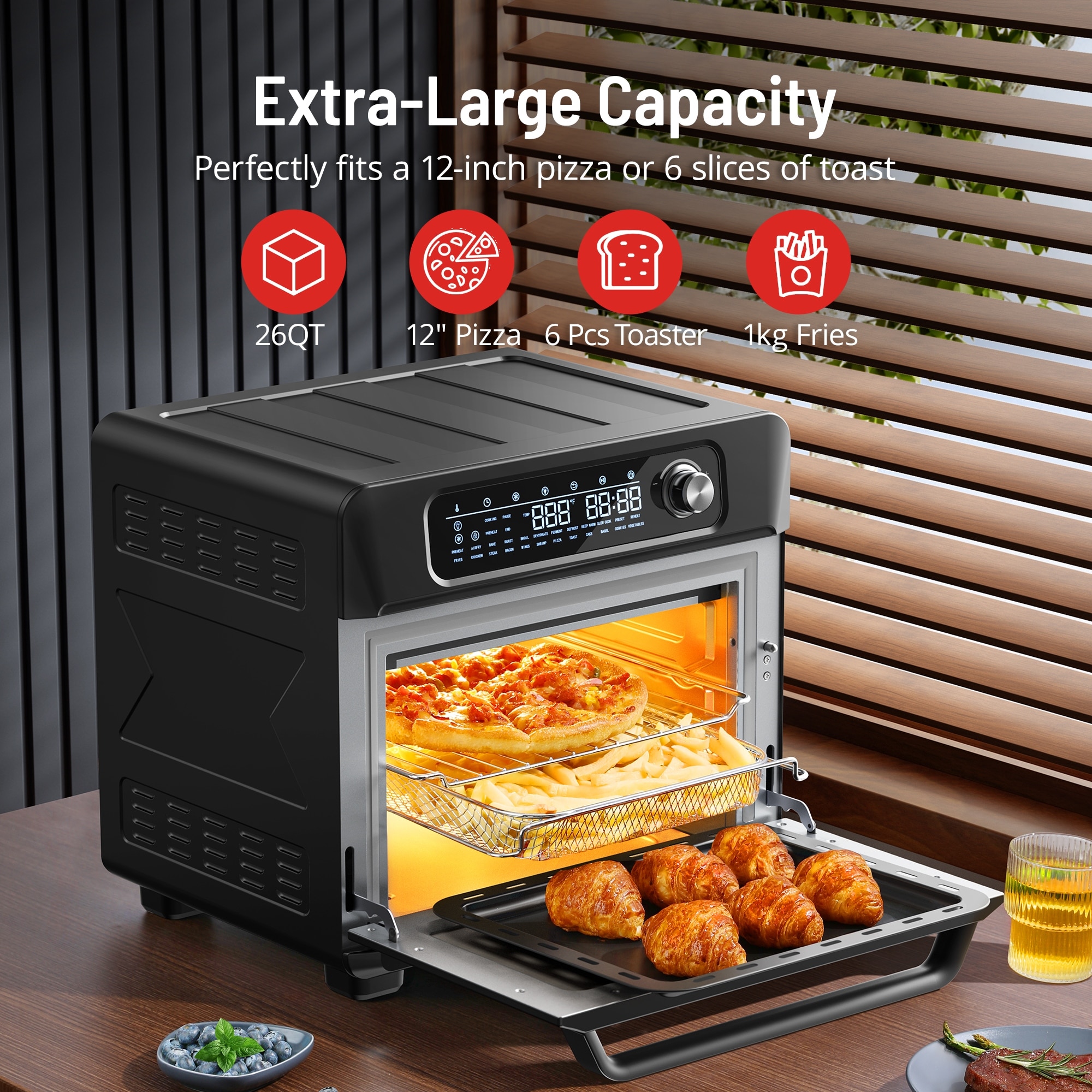 Air Fryer 26 QT Toaster Oven 24 in 1 Large Convection Air Fryer Oven with 100 Recipes 1700W Bed Bath Beyond 37228766