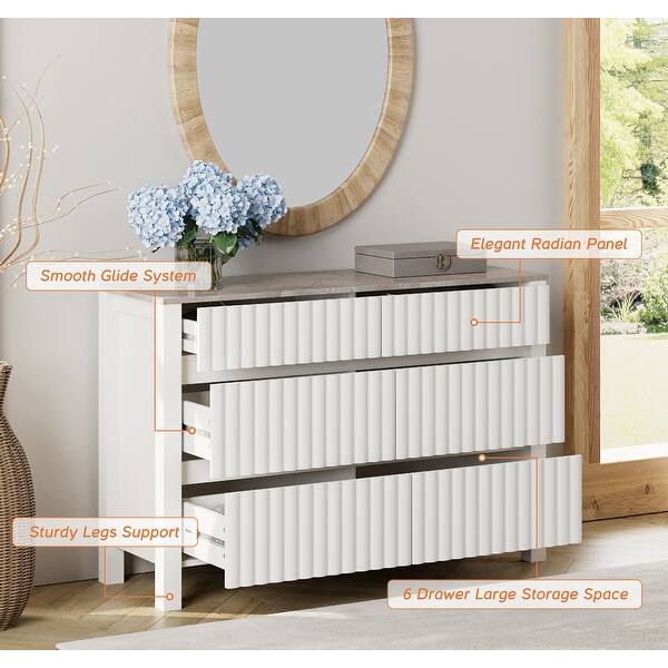 WAMPAT Kids Dresser for Bedroom with 6 Drawers，Modern White Kids Chests ...