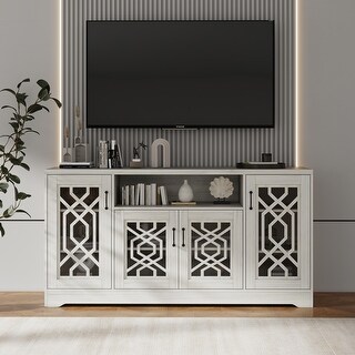 Rustic Wood Media Console with Storage Shelves - Bed Bath & Beyond ...