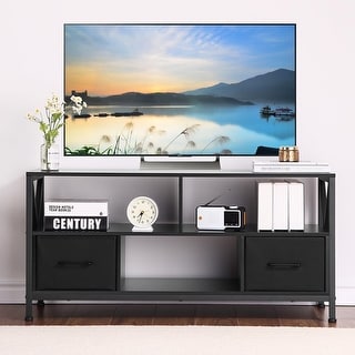 TV Stand for 50 inch TV, Entertainment Center with Fabric Drawers - Bed ...