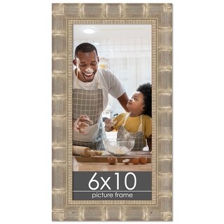 6x10 Bamboo Silver Complete Wood Picture Frame with UV Acrylic, Foam ...