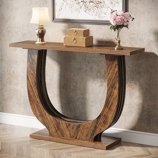 Farmhouse Console Table, U-Shaped 41 Inch Wood Entry Table with Sturdy ...