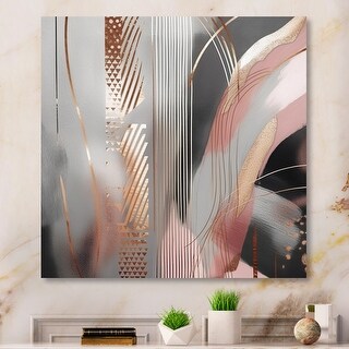 Designart "Pink Rosegold Circle Complexity I" Modern Shapes ...