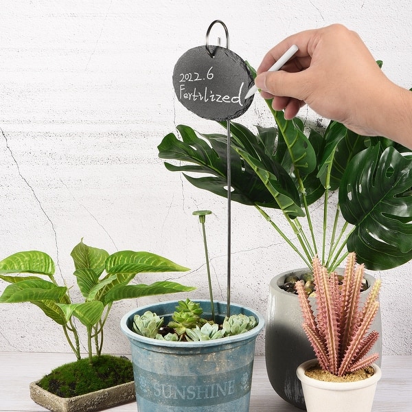 Plant Labels with Stainless Steel Hanging Rod Pen Slate Marker Tags ...