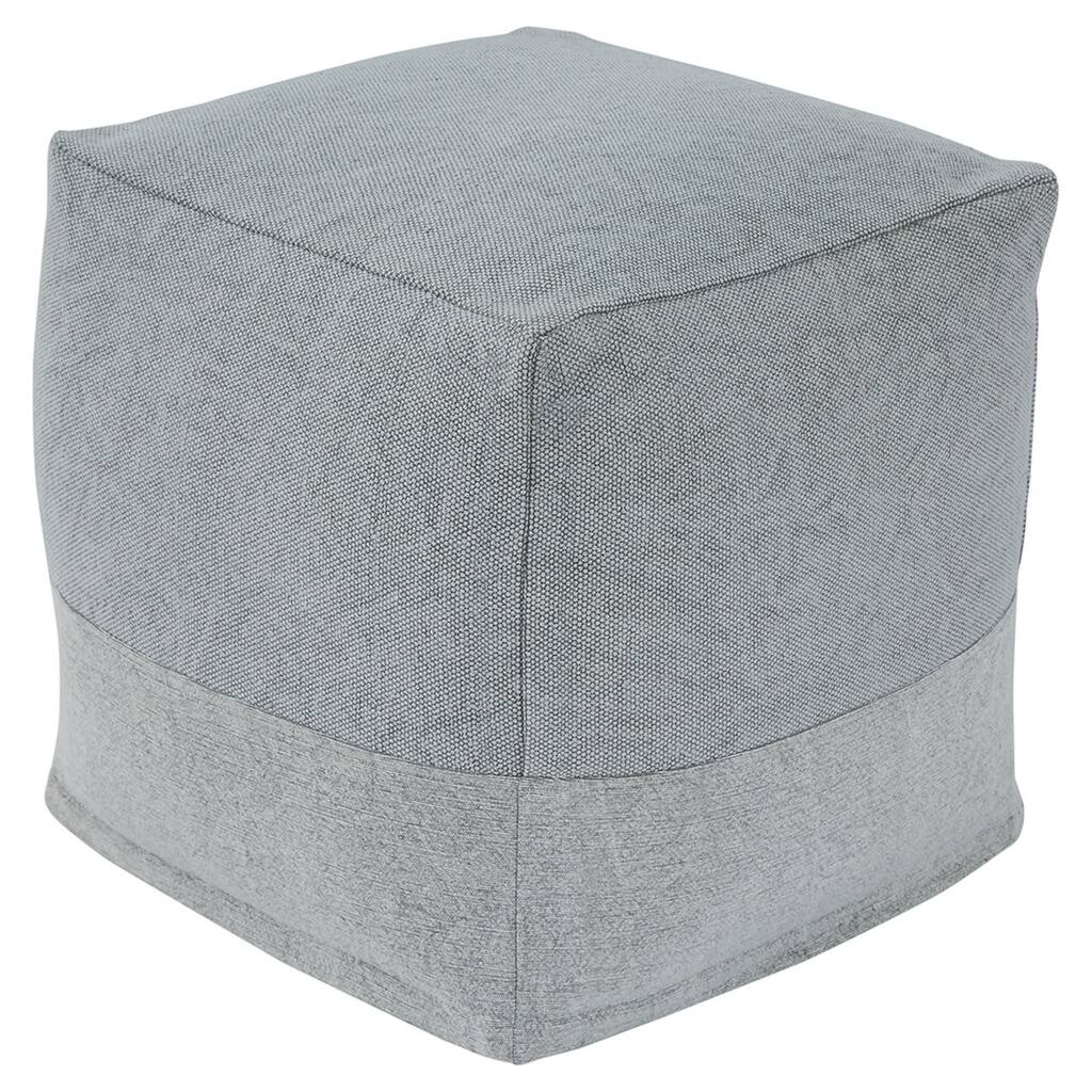 Handmade Square Shaped Pouf with Textured Details, Charcoal Gray ...