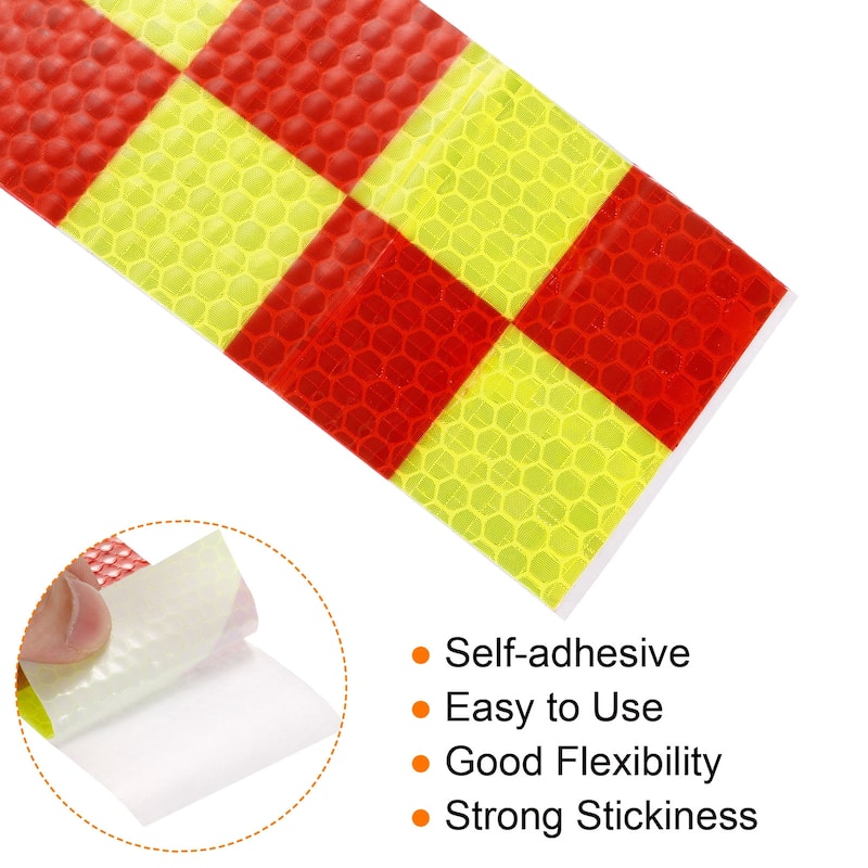 Reflective Tape, 3 Roll 10 Ft x 2-inch Tape, Square Fluorescent Yellow ...