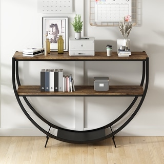 Demilune Shape Console Table With Multi-functional Storage Space - Bed ...