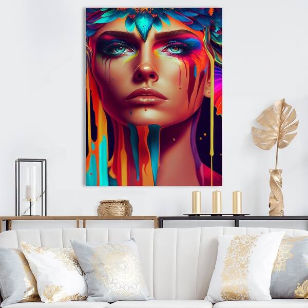 Designart 'Avant Garde Feather Sensual Portrait IV' Woman Avant-Garde ...