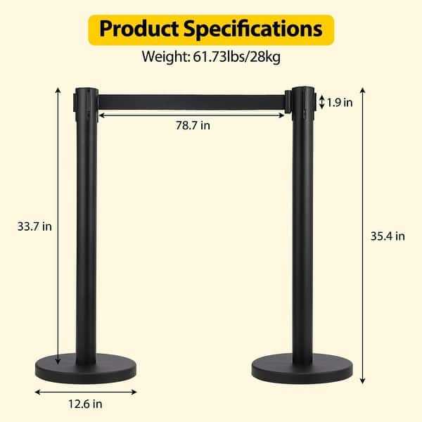Crowd Control Stanchion with 6.5FT Retractable Belt Stanchion Set - Bed ...