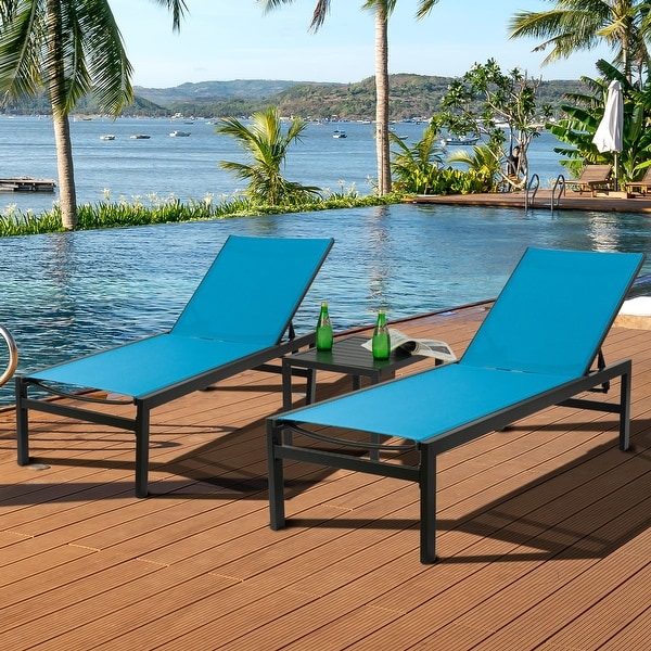 Kozyard Modern Full Flat Aluminum Patio Reclining Adjustable Chaise Lounge with Sunbathing Textilence for All Weather
