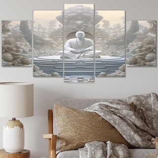 Designart "White Buddha Temple Meditation V" Buddhism Multipanel Wall ...