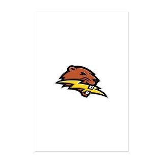 North American Beaver Lightning Bolt Mascot Nature Art Print/Poster ...