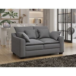Polyester Loveseat Sofa with Movable Back Upholstered Sofa - Bed Bath ...