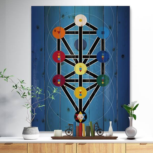 Designart 'Cabala Jewish Symbols' Abstract Print on Natural Pine Wood ...