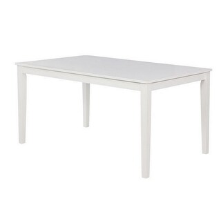 60 Inch Rectangular Dining Table, Acacia Wood Frame, Pure White Finish ...