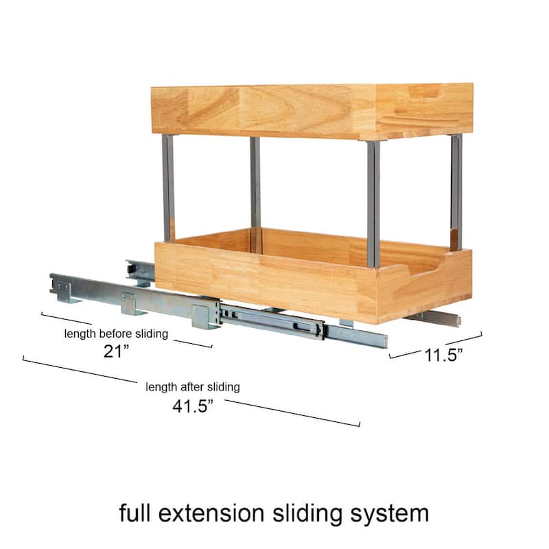 Household Essentials 2-Tier Steel and Wood Pull-Out/Slide-Out Storage ...