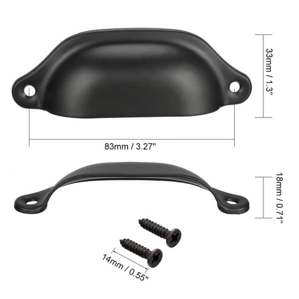 Cup Drawer Pull Kitchen Cabinet Handles 83mm Hole Centers 10pcs - Black ...