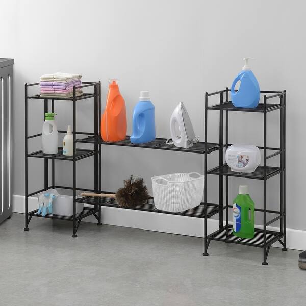 Xtra Storage 3 Tier Folding Metal Shelves with Set of 2 Deluxe ...