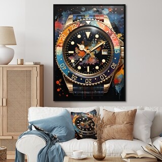 Designart "Luxury Watch Diamond Dusk II" Watches Framed Canvas Prints ...