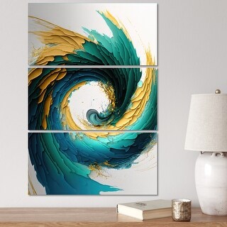 Designart "Teal And Black Art Deco " Abstract Marble Canvas Art Print ...