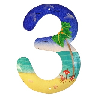Tropical Beach House Numbers Haitian Metal Art Number 3 - Blue - Bed ...