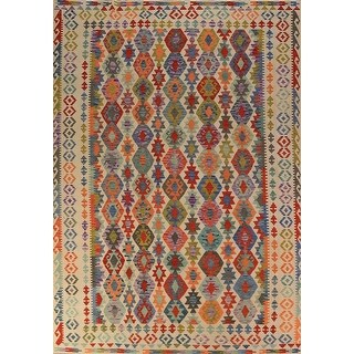 Reversible Kilim Rug Hand-Woven Multi-Color Wool Carpet - 8'8"x 11'8 ...