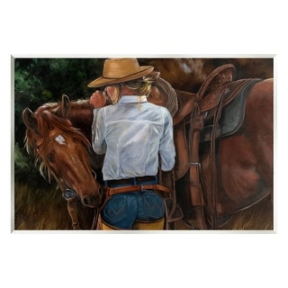 Stupell Cowgirl Tending to Horse Wall Plaque Art Design by Victoria ...