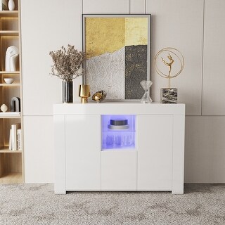 Kitchen Cabinet Sideboard with LED Light, Drawer - Bed Bath & Beyond ...
